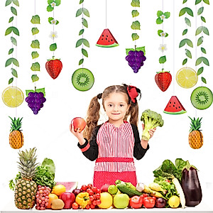 Cheerland Fruit Party Decoration Jungle Theme Backdrop Tropical Garland for Twotti Fruity Birthday Baby Shower Festival Summer Classroom Decor Party Supplies - Pack of 12