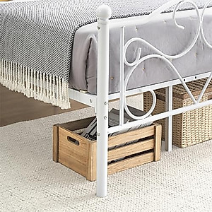 coucheta Twin Size Bed Frames for Kids- Metal Platform Bed with Headboard and Footboard No Box Spring Needed Easy Assembly, White