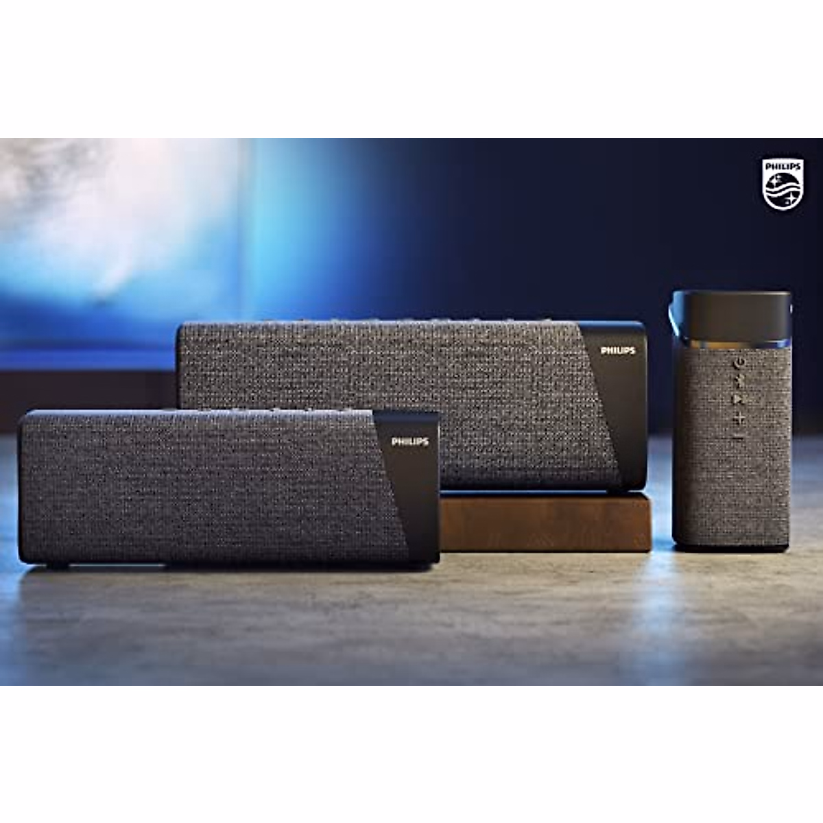 PHILIPS S7505 Wireless Bluetooth Speaker with Built-in Power-Bank, Large Bold Sound, Up to 20 Hours Playtime, IPX7 Waterproof, Shower Ready, Large Size, Gray