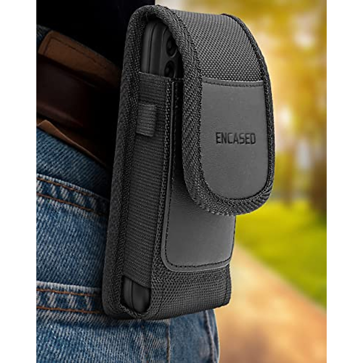 Encased 2-in-1 Belt Pouch with Rugged Case for Samsung Galaxy S22 Ultra - Shockproof Cover with Ballistic Nylon Phone Holster Clip (S22-ULTRA)
