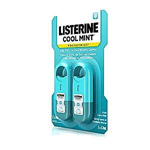 Listerine Pocketmist Cool Mint Oral Care Mist to Get Rid Of Bad Breath, 0.26 Fl Oz (Pack of 2)