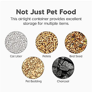 IRIS USA WeatherPro Airtight Dog Food Storage Container, Up to 25 lbs, Removable Wheels, for Dog Cat Bird and Other Pet Food Storage Bin, Keep Fresh, Translucent Body, Pearl/Black