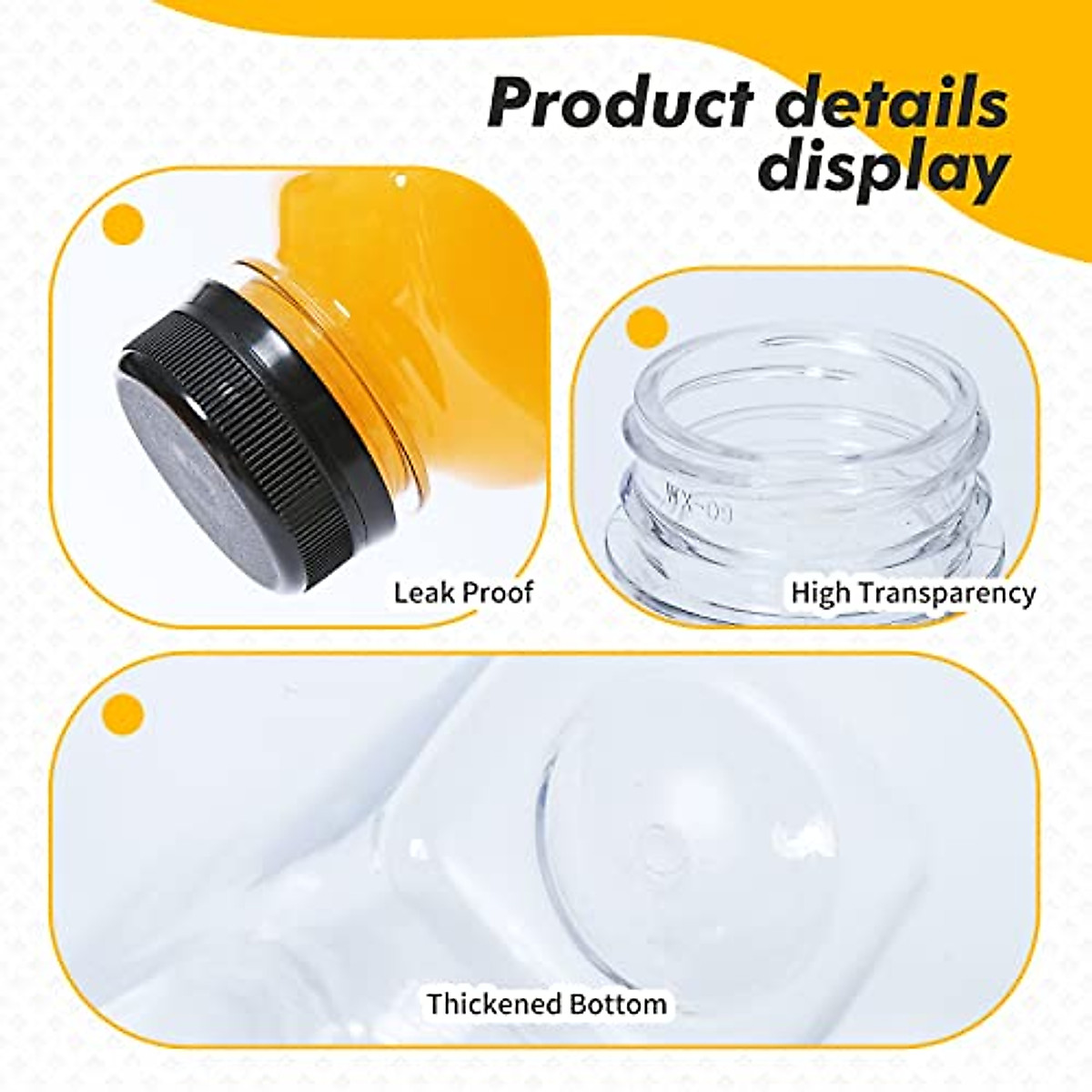 MANSHU 10 OZ Plastic Juice Bottles, Reusable Bulk Beverage Containers, with Black Tamper Evident Lids for Juice, Milk and Other Beverages 10Pcs.