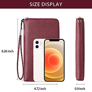 Telena Backpack Purse for Women with Women Wallets Leather Wristlet Wallet Clutch Large Capacity Organizer Ladies Wristlet Purse Fuchsia