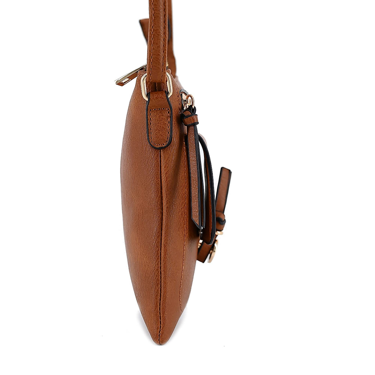 V+BENIE Gold Button Small Crossbody Bag, Brown