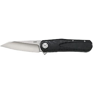 CRKT Mah-Hawk EDC Folding Pocket Knife: Assisted Opening Everyday Carry, Liner Lock, Glass Reinforced Nylon Handle with Reversible Pocket Clip 6535,Black