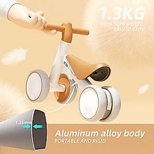 XJD Baby Balance Bikes Bicycle Baby Toys for 1 Year Old Boy Girl 10 Month -36 Months Toddler Bike Infant No Pedal 4 Wheels First Bike or Birthday Present Children Walker (Pink)