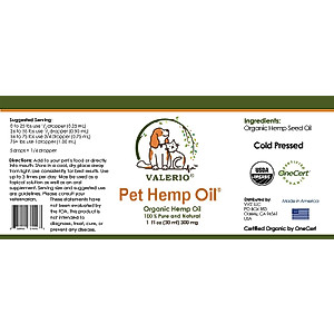 Valerio Pets Hemp Oil for Dogs and Cats - 1 Oz - Hemp Oil Drops with Omega Fatty Acids - Hip and Joint Support and Skin Health (2 Pack - 2 x 1 Oz)
