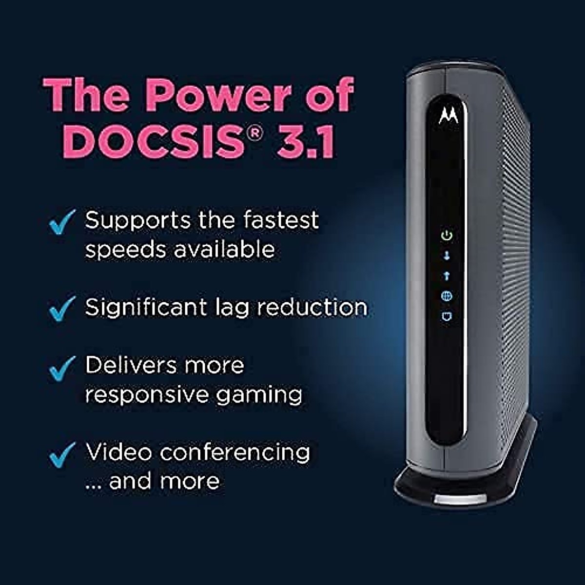 Motorola MG8702- DOCSIS 3.1 Cable Modem Wi-Fi Router,(High Speed Combo) with Intelligent Power Boost - AC3200 Wi-Fi Speed, Approved for Comcast Xfinity, Cox, and Charter Spectrum - (Renewed)