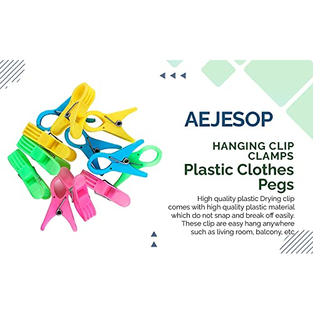 AEJESOP Clothing Pin Set, Towel Clips Chair Clips Towel Holder,Plastic Clothes Pegs Hanging Clip, Clothes Pins - Pack of 12