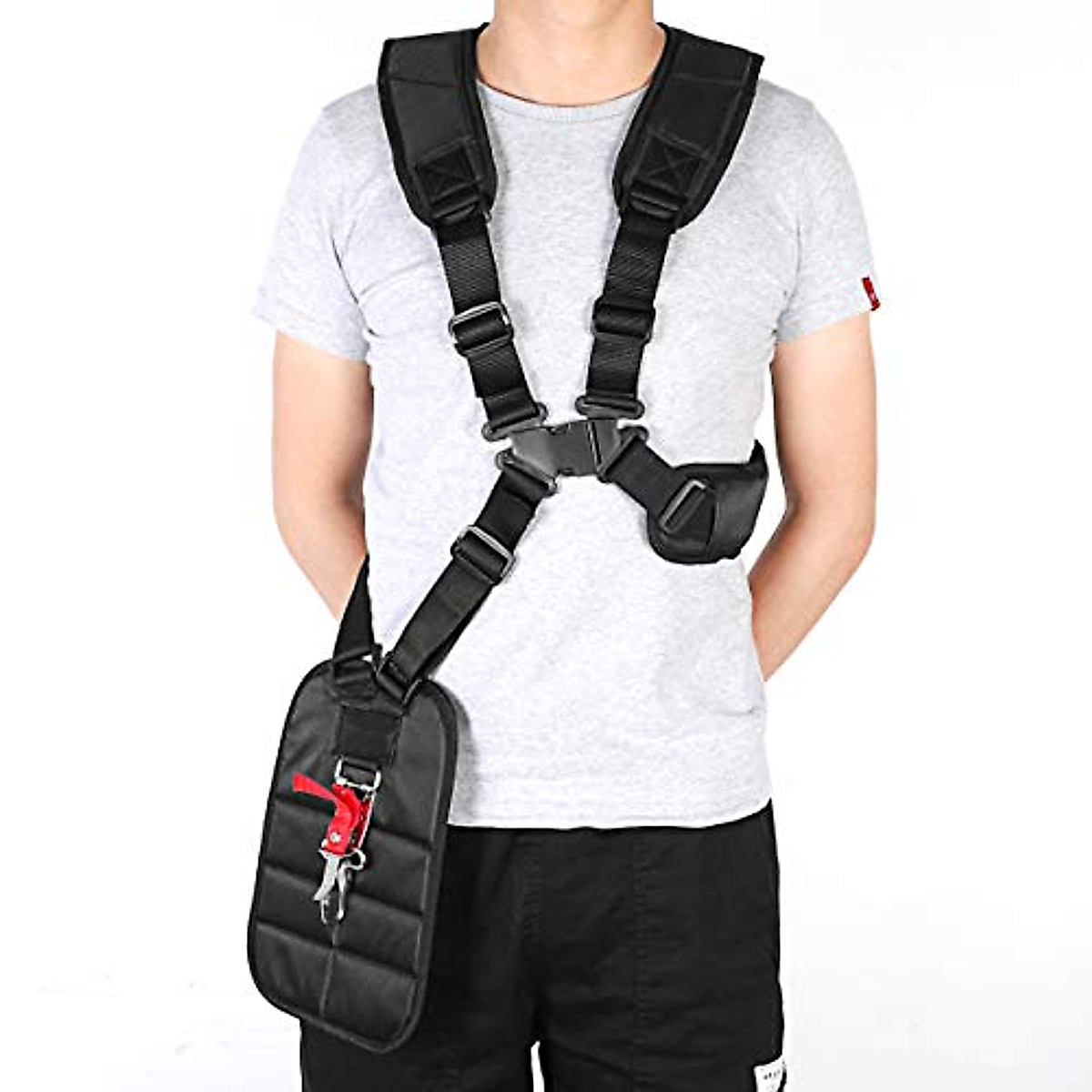BESPORTBLE Universal Strimmer Double Shoulder Harness Strap for Brush Cutter Grass Garden Trimmer with Carry Hook (Black)
