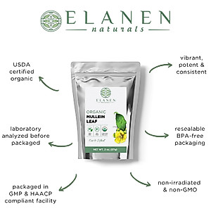 Organic Mullein Leaf 2 oz. (57g), USDA Certified Organic Mullein Leaf Tea, Mullen Leaves, Mullin Leaf, Mullein Smoking Herb, Mullein Organic Tea, Mullien Leaf, Cut & Sifted