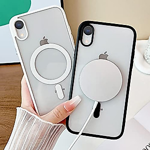 Skyseaco for iPhone Xr Case Compatible with MagSafe, Anti Yellowing Shockproof Phone Case for Women Men Slim Thin Clear Phone Cover for iPhone Xr (6.1 inch) - Candy White