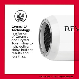 REVLON Crystal C + Ceramic Compact Hair Dryer | 1875W Blow Dryer with Crystal C Technology for Shiny Long-Lasting Shine and Less Frizz | Lightweight (White/Black)