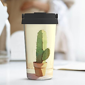 WANGXUEE Cactus Print 500ml Stainless Steel Travel Tumbler Double Wall Vacuum Insulated Coffee Mug