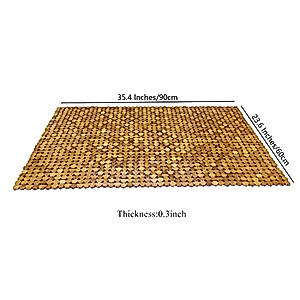 HJJKKH Bamboo Bath Mat with 23.6X35.4 inch,Nature Bamboo Wooden Bathroom Mat,Non Slip and Foldable Floor Shower Bath Mat for Bathroom,Bathtub,Shower,Sauna,Hot Tub