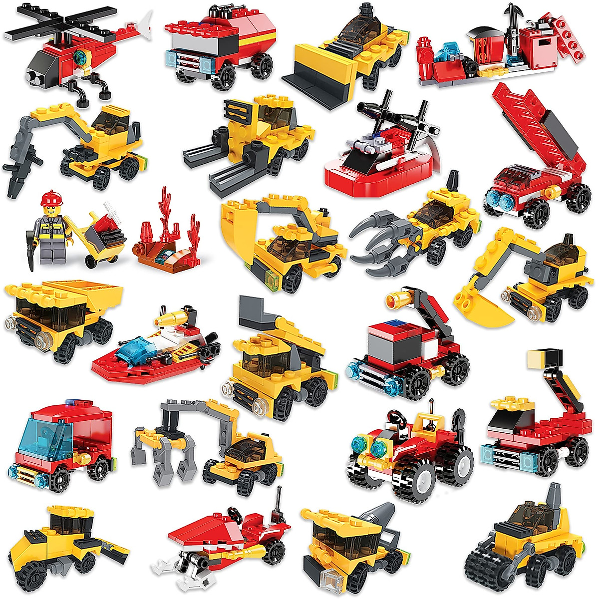 ATDAWN Christmas Advent Calendar 2023 with 24 Different Construction Vehicles Building Blocks, Car Stocking Stuffer Toys, Countdown to Christmas Building Block Toy for Kids Toddlers Teen