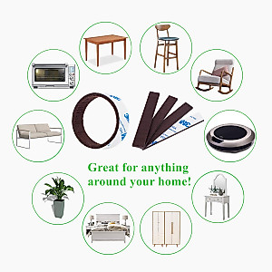Felt Strips 10Pieces Pack 1x 6 Inches Self Adhesive Brown Furniture Felt Strips Anti Scratch Heavy Duty 5mm Thick Floor Protector for Rocking Chair for Hardwood Floor