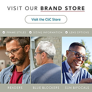 Clic Magnetic Reading Glasses for Men or Women, Computer Readers, Brooklyn (S-M, Dark Matte Grey, 2.00 Magnification)