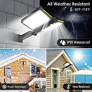 ropelux Solar Outdoor Lights, Motion Sensor Outdoor Lights Double Big Solar Panels, IP65 Waterproof and 5 Modes, 218LEDs High Brightness Wider Illuminated Area Flood Lights for Garden Patio Street