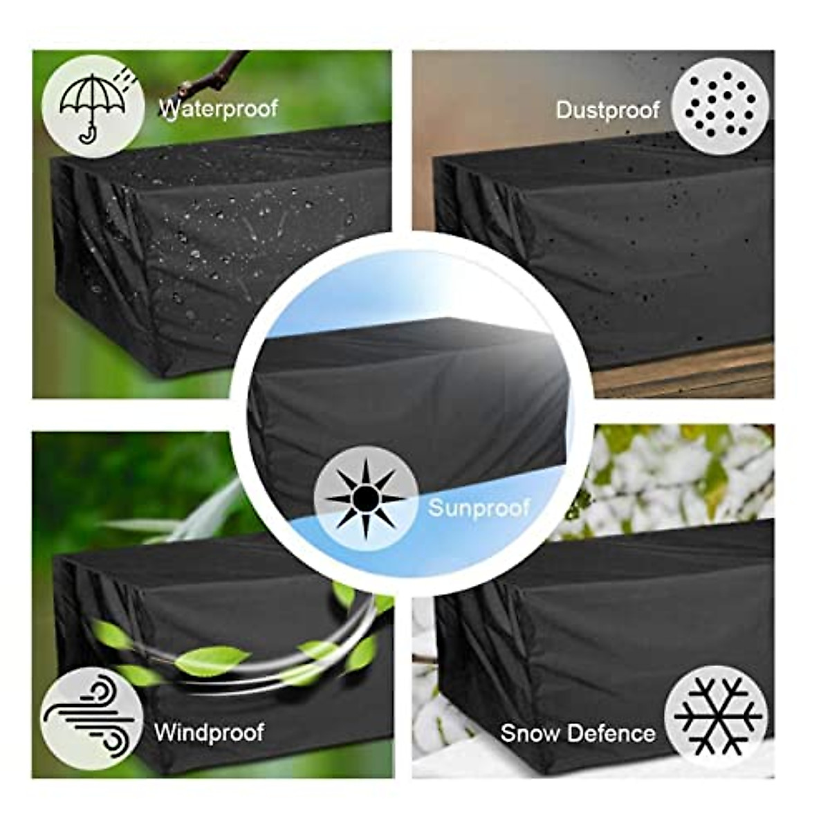 AMSAMOTION Outdoor Coffee Table Cover Rectangular Coffee Table Cover, Waterproof and Heavy Duty Outdoor Small Side Table Covers Lawn Garden Furniture Covers 44x26x13 inch, Black