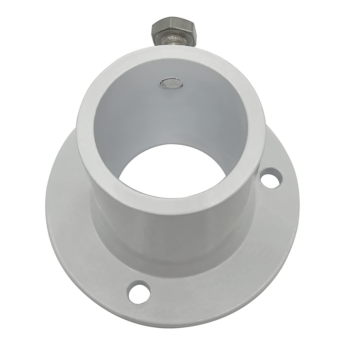 Poolzilla 1-Pack Deck Anchor Flange in White, Diameter of 1 1/2", Made of High Grade Cast Aluminum