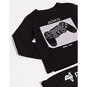 PlayStation Pajamas Boys Kids Long Sleeve Black Controller T Shirt Bottoms 7-8 years