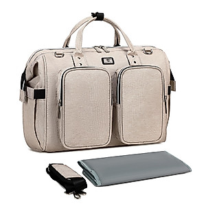 Pomelo Best Multifunctional Diaper Bag Totes with Changing Pad & Stroller Straps, Large Portable Newborn Baby Bags, Unisex and Stylish Travel Diaper Backpacks for Mom and Dad, Black