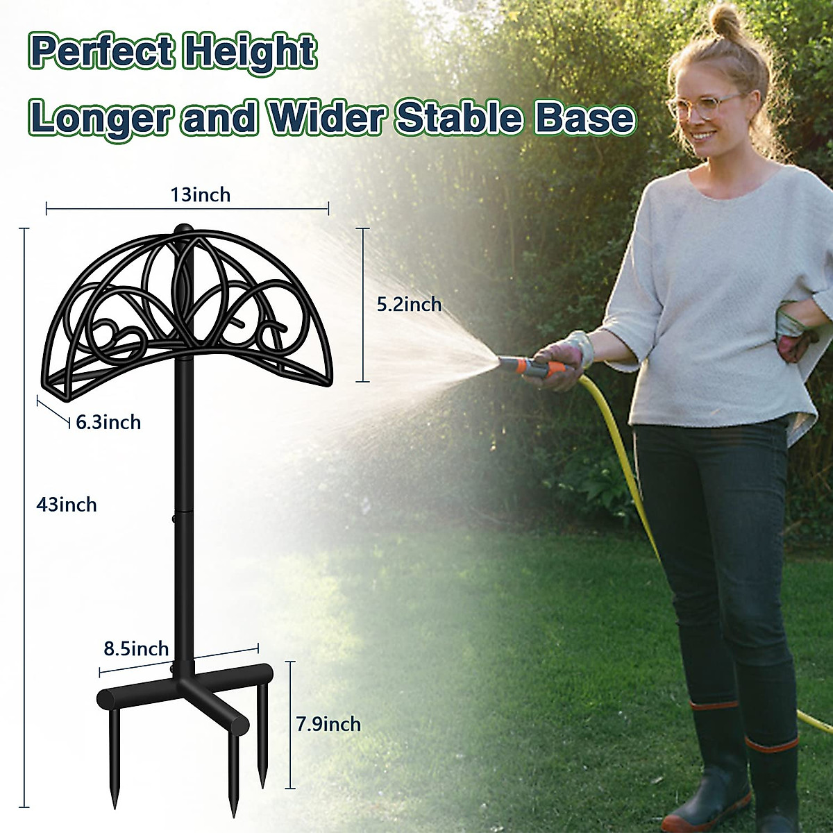 GARDRIT Garden Hose Holder, Black, Detachable, Easy Assembly, Rust Resistant