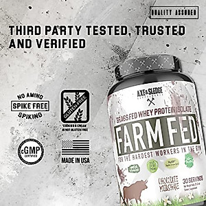 Axe & Sledge Supplements Grass-Fed Whey Protein Isolate, Digestive Enzymes, 22 Grams Protein, 30 Servings, Vanilla Milkshake