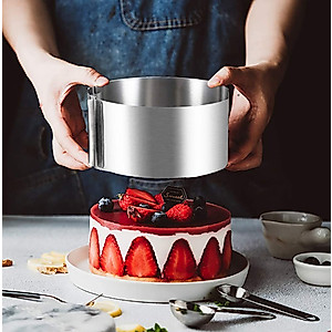 Adjustable Stainless Steel Cake Mold Ring 6-12" Cake Pan Mold For Baking Kitchen Pastry Tools(Round)