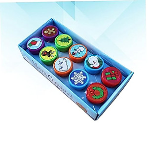 NOLITOY Santa Claus Stamp 3 Sets Wooden Stamps Animal playset Wood Classroom prizes Rubber for Christmas Party stampers Plastic Stamp Pad Gift die Ink Cartoon Photo Album