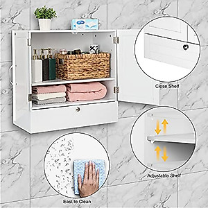 VINGLI Bathroom Medicine Cabinet 2 Door Wall Mounted Storage Cabinet Over Toilet Cabinet Bathroom Kitchen Office Floating Storage Collection Orgaznier White