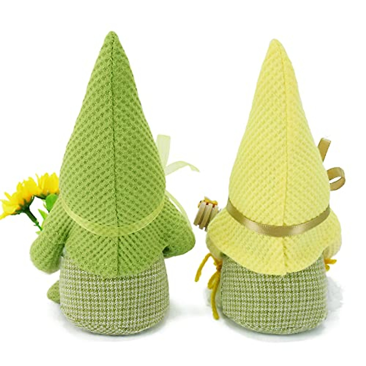 Attiigny Bumble Bee Gnome Plush, Set of 2 Honeybee Spring Summer Gnomes Holiday Ornaments, Scandinavian Tomte Elf World Bee Day Decor Gifts, Handmade Shelf Tiered Tray Decorations Bee Dolls for Home