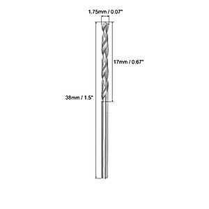 uxcell 1.75mm Solid Carbide Drill Bits Straight Shank for Stainless Steel Alloy Hard Steel, Hardened to 50 HRC, 2 Pcs