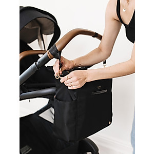 Jujube New Utility-Strap Tote Bag, Large Diaper Bag with Portable Changing Pad, Travel Bag for Boy or Girl, Carrying Baby Essentials, Bottles, Wipes, Diapers, Pacifiers, Black