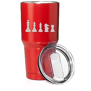 Smooth Body Tumbler Stainless Steel Vacuum Insulated Travel Mug Cup Gift Chess Pieces (30 oz, Red)