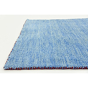 Unique Loom Solid Gava Collection 100% Natural Twisted Wool Modern Light Blue Area Rug (3' x 5')