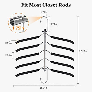 Lomrsiul Clothes Hangers Space Saving Shirt Hangers - Non Slip Multiple Shirt Organizer for Closet with Foam Padded for T-Shirt Short Skirt Sweatshirt Hoodie Closet Organizers and Storage 2 Pack