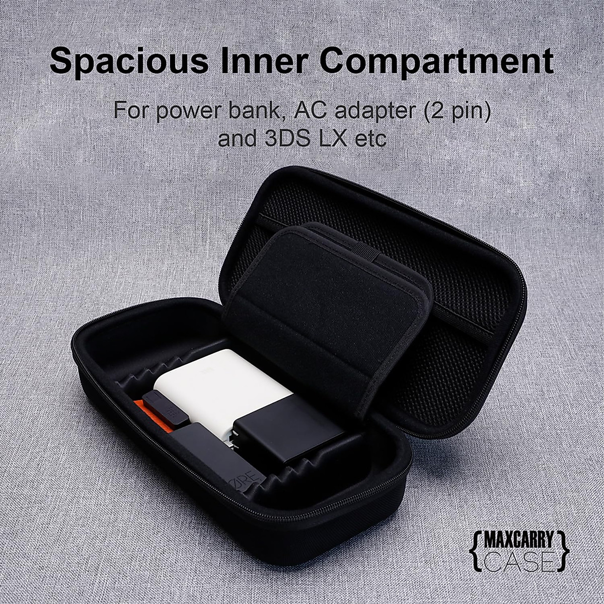 Skull & Co. Maxcarry Case for NeoGrip, GripCase Crystal: Portable Hard Shell Protective Travel Carrying Case with Storage for Nintendo Switch OLED and OG Switch, GripCase & Accessories- Black