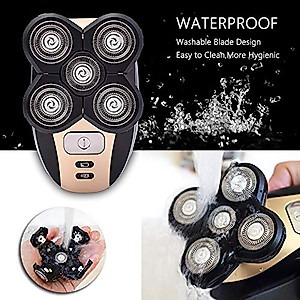 5 in1 Grooming kit Wet/Dry Shaver Electric Razor for Men All in One Bald Hair Trimmer Beard & Nose Trimmer Facial Cleansing Brush Waterproof USB Rechargeable