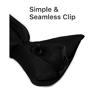 boxed-gifts Clip on Ties for Men - Premium Black Solid Color Clip on Tie