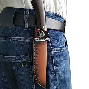 DONGKER Knife Holster, 5" Leather Straight Knife Sheath Vertical Knife Case for 5'' Blade Christmas Festival Gift Cosplay