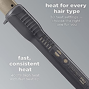 INFINITIPRO BY CONAIR Tourmaline Ceramic 1-Inch to 1/2-Inch Curling Wand, Tapered wand produces beachy waves
