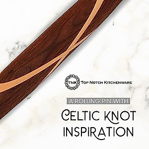 Top Notch Kitchenware Black Walnut French Style Rolling Pin | Tapered Solid Wood Design | Premium Quality for Effortless Baking and Dough Rolling | L18 x W1.75 x H1.75 inches Rolling Pin