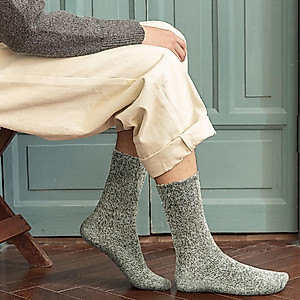 YSense 5 Pairs Mens Wool Socks Winter Warm Thick Socks Knit Causal Crew Socks for Men