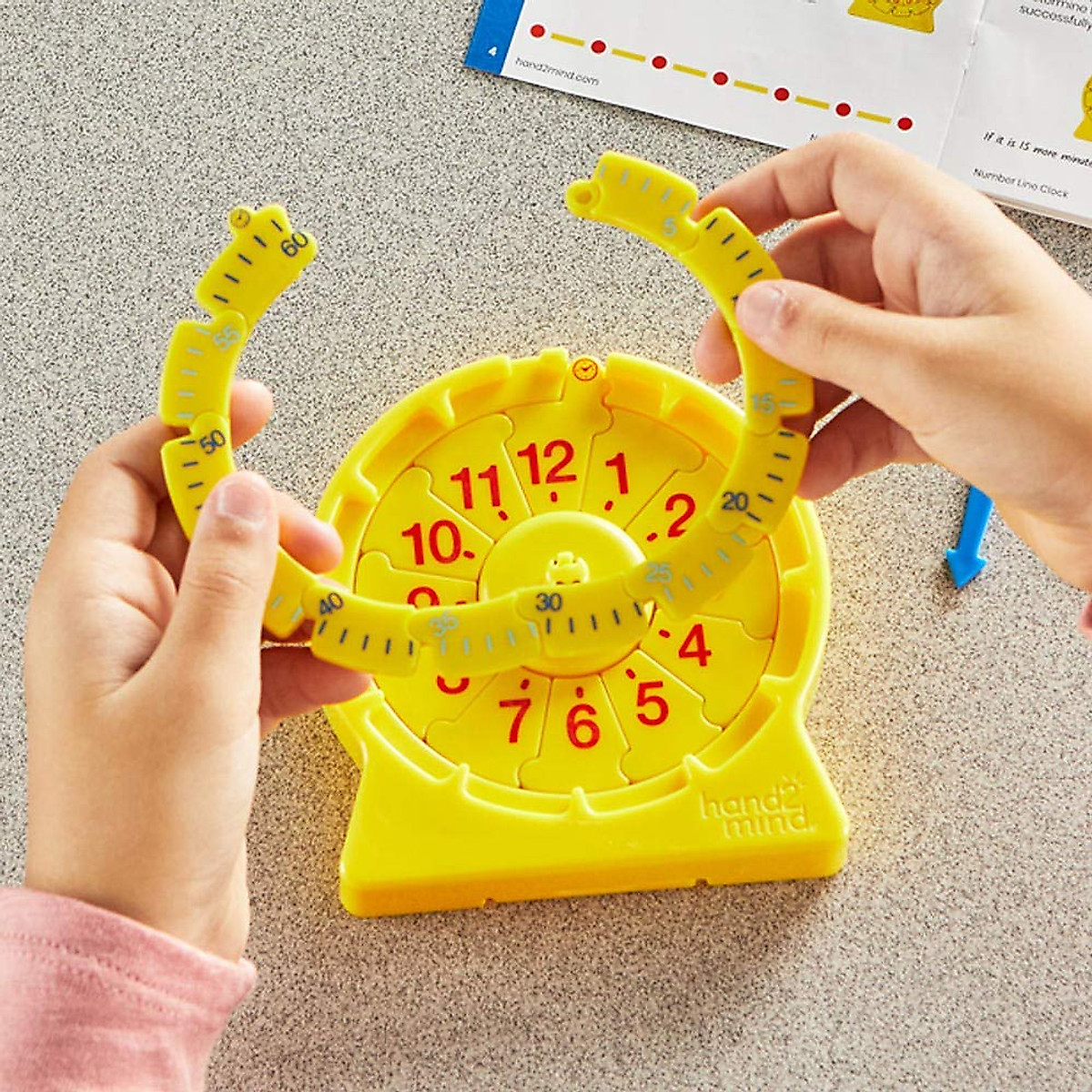 hand2mind NumberLine Clock, Telling Time Teaching Clock, Learn to Tell Time Clock, Analog Classroom Learning Clock, Teaching Time Math Manipulatives, Clocks for Kids Learning to Tell Time (Set of 6)