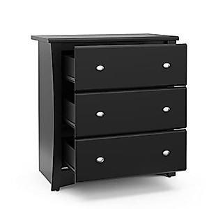 Storkcraft Crescent 3 Drawer Dresser (Black) – Baby and Kids Bedroom Organizer, Nursery Chest, Storage Dresser With Drawers, Universal Design