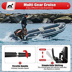 awolsrgiop 2 Stroke 18HP Outboard Motor Gas-Powered Water Cooling Boat Engine Long Shaft Tiller Control 246CC Heavy Duty Fishing Boat Kayak Engine Outboard Motors Boat Engine Motor