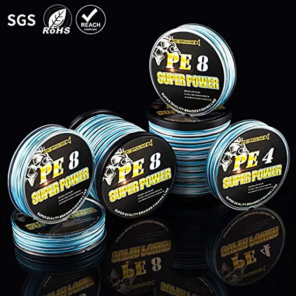GPCPROLINE Braided Fishing Line PE 4 8 - Abrasion Resistant - Fade Resistant - Cast Longer - Thinner & Smooth - Camo Blue, Camo Green, Green - 10LB/15LB/20LB/30LB/50LB/80LB/100LB for Saltwater Fishing